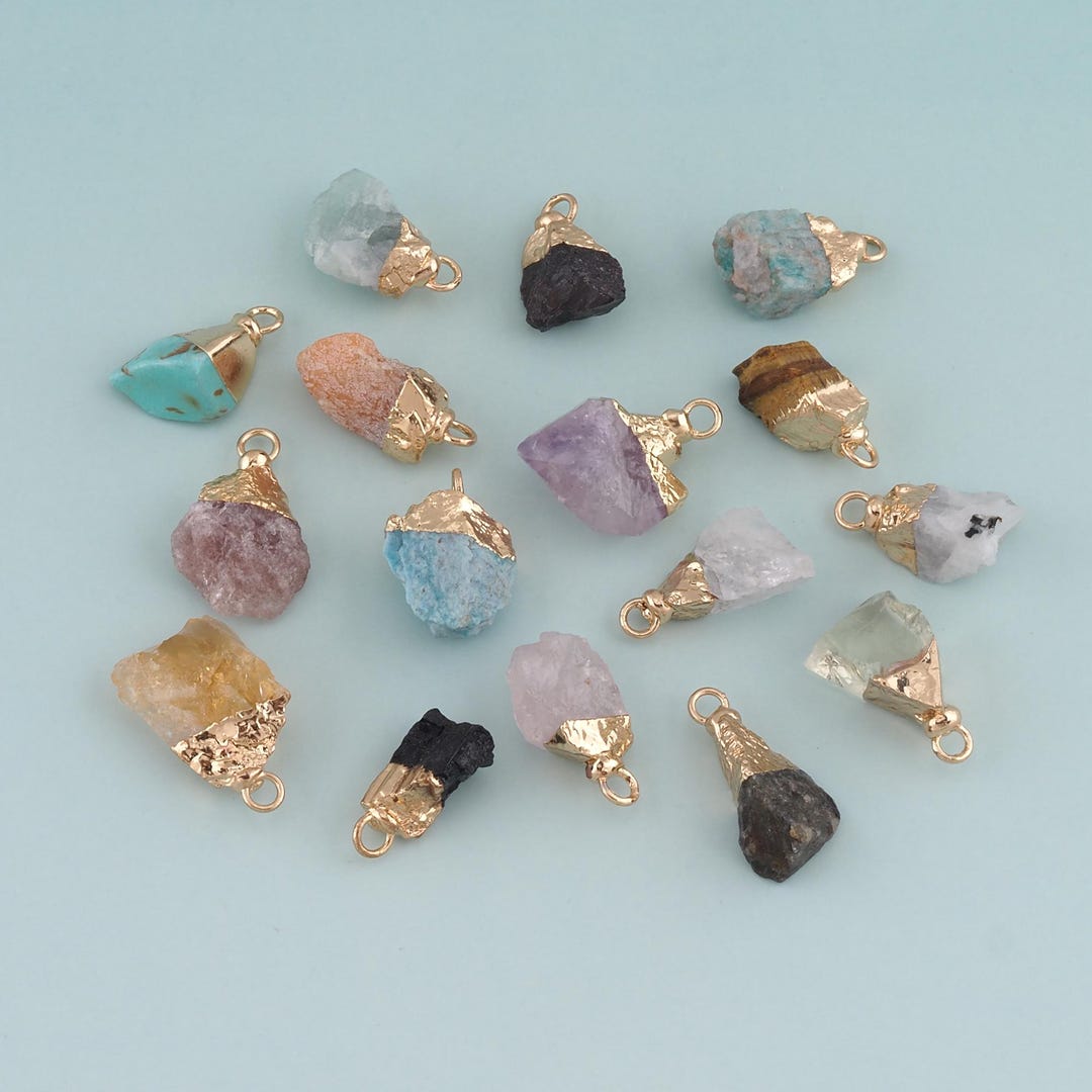 18K Gold Filled Natural Stone Pendant,natural Stone Charm Bracelet ...