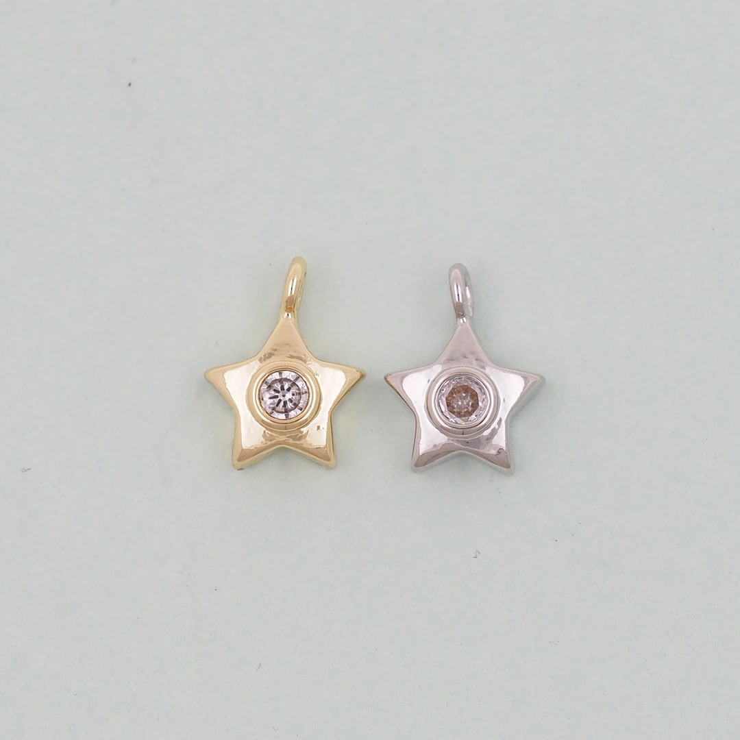 Gold Star Charms,18k Gold Filled CZ Micro Pave Star Pendant,star Charm ...
