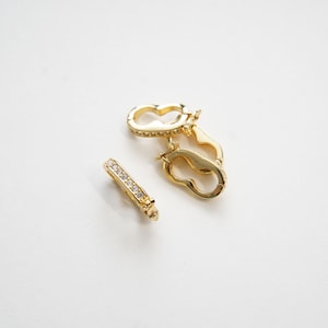 18k Gold Shortener Enhancer Clasp for Bracelet Necklace, Gold CZ Zircon ...