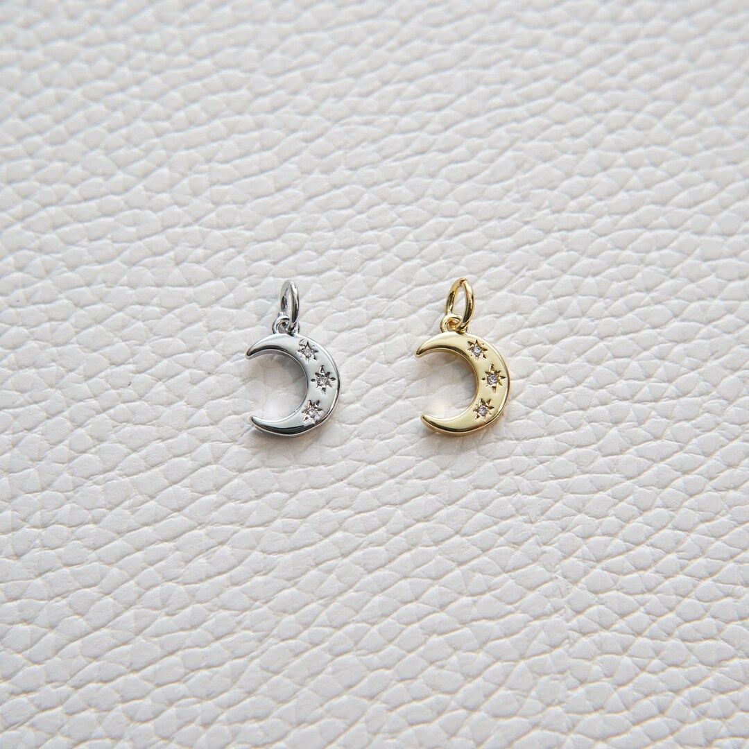 Gold Moon Charms,18k Gold Filled Moon Pendant,cz Micro Pave Star Charm ...