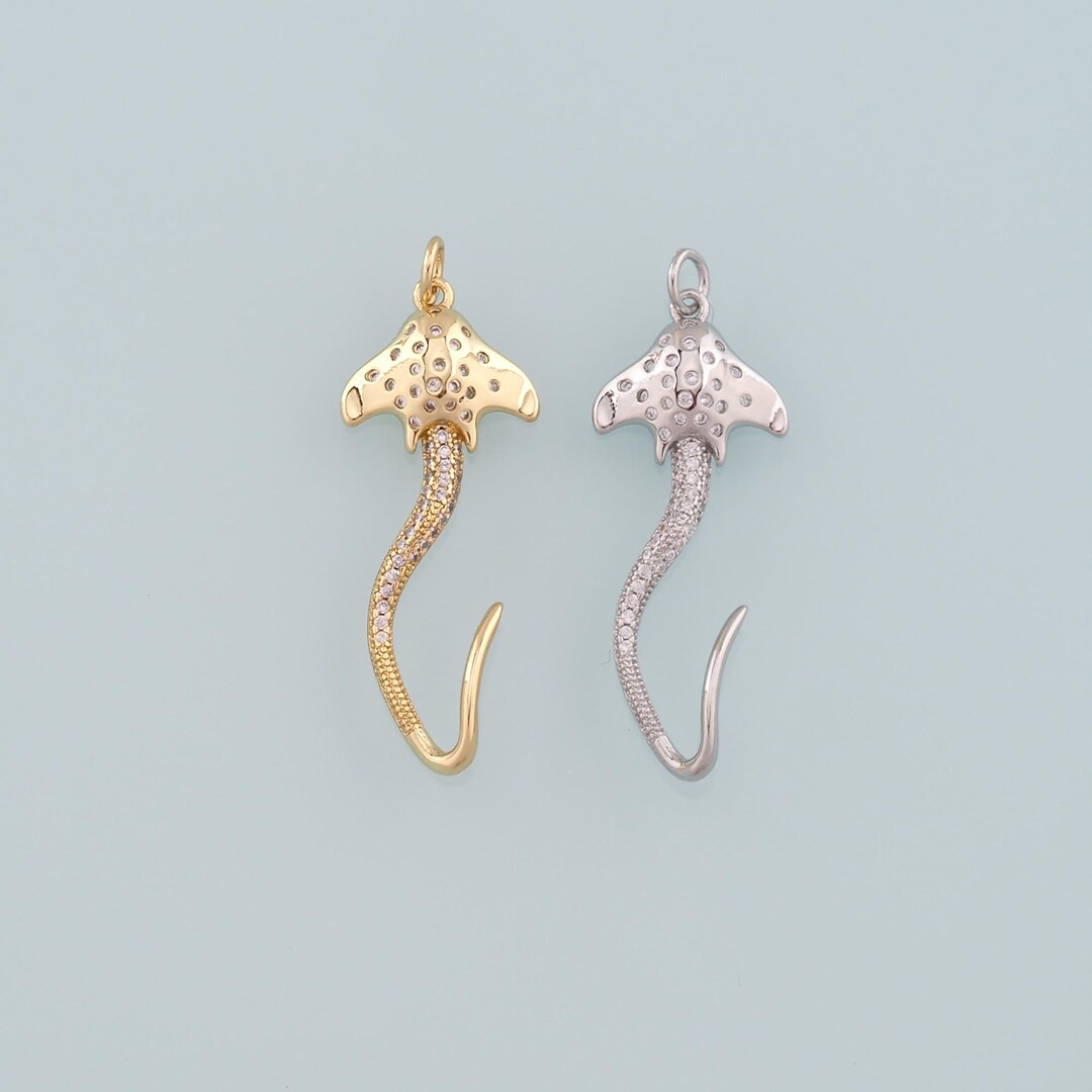 Gold Fish Charms,18k Gold Filled Manta Ray Pendant,cz Micro Pave Manta ...