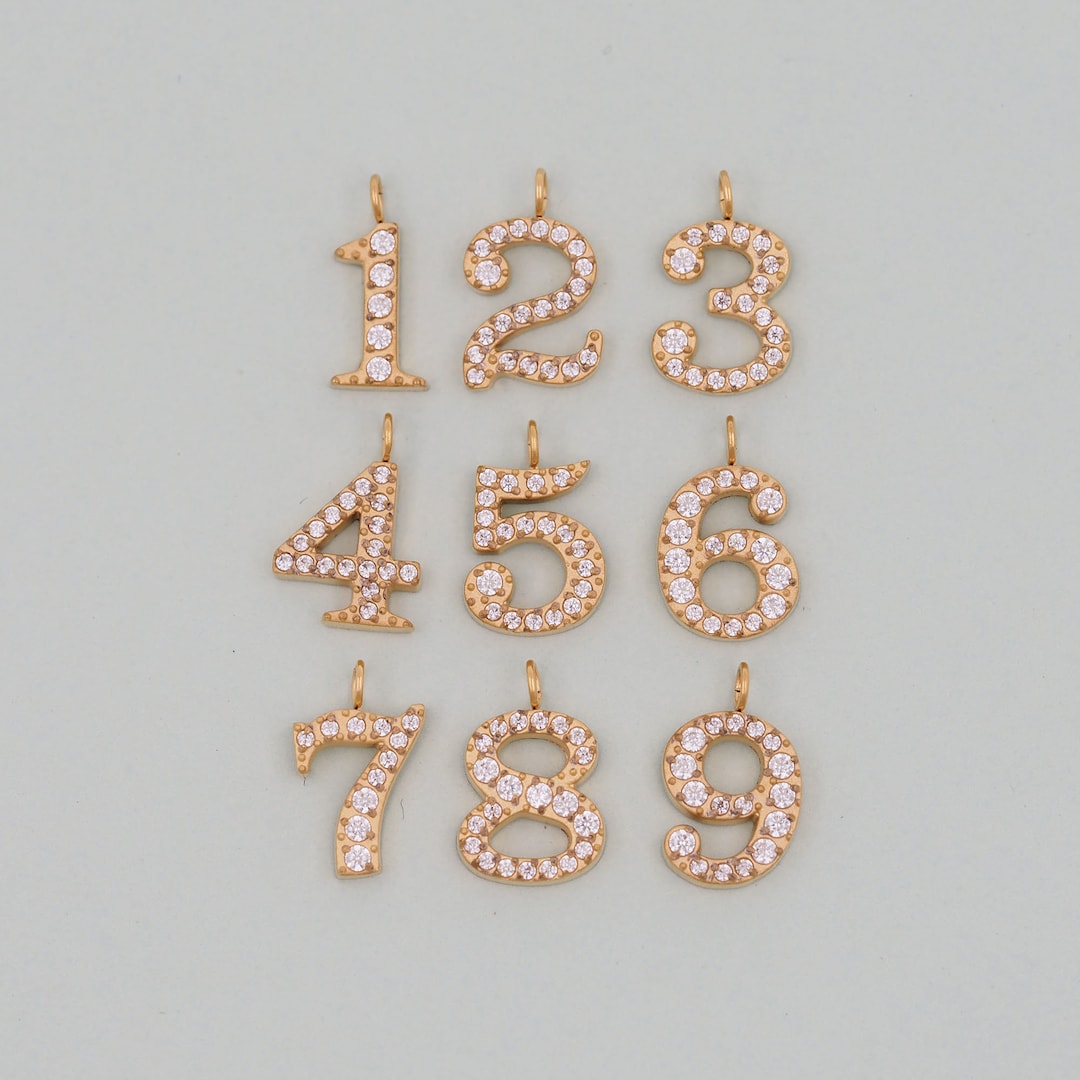 Gold Number Charms,18k Gold Filled Number Pendant,stainless Steel ...