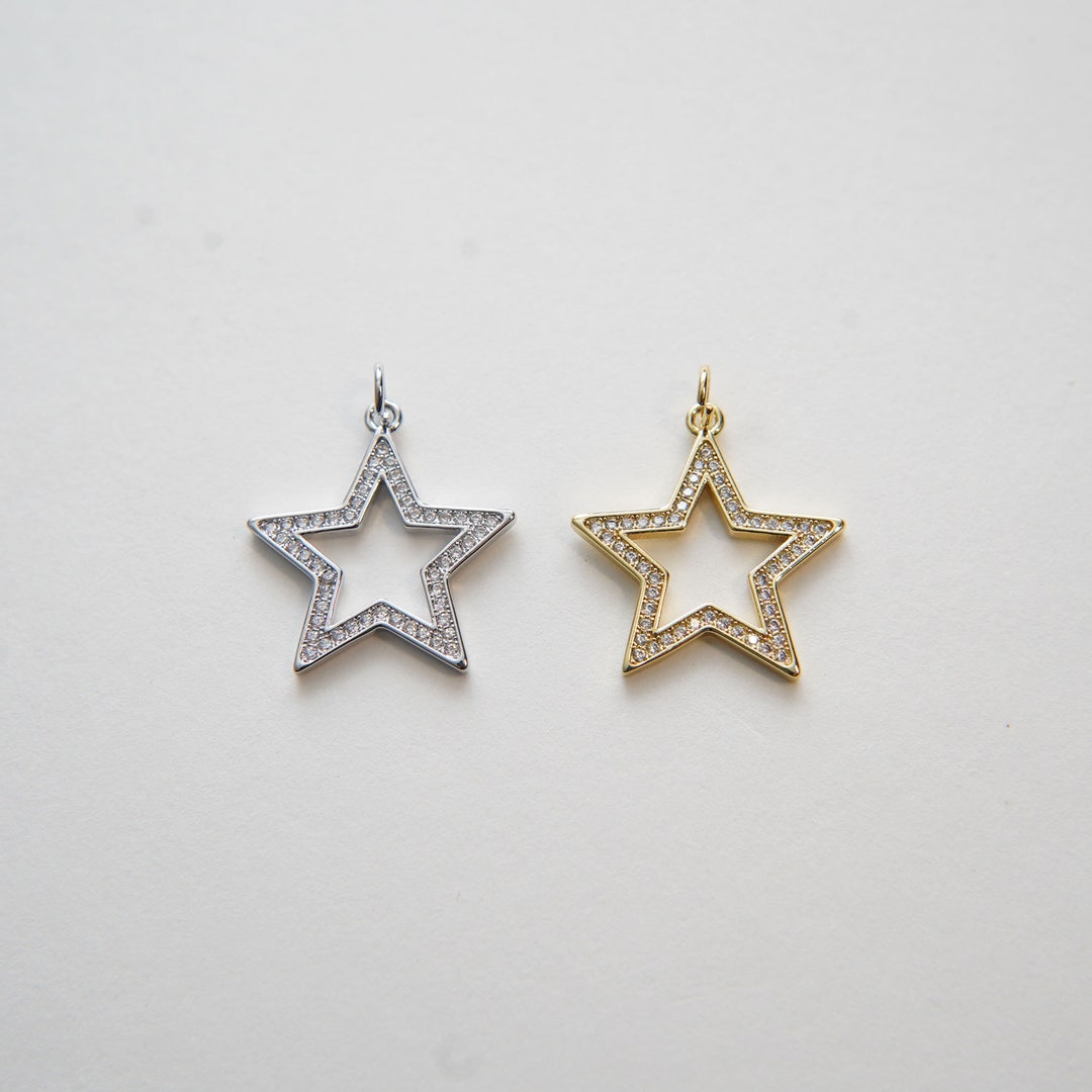 Gold Star Charms,18k Gold Filled CZ Micro Pave Star Pendant,star Charm ...