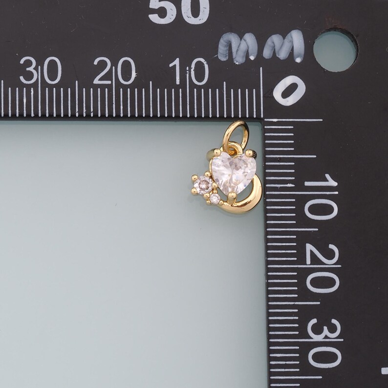 Gold Heart Charms,18k Gold Filled Crystal Heart Pendant,crystal Heart ...