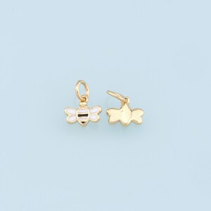 Gold Tiny Bee Charms,18k Gold Filled Coin Bee Pendant,enamel Bee Charm ...