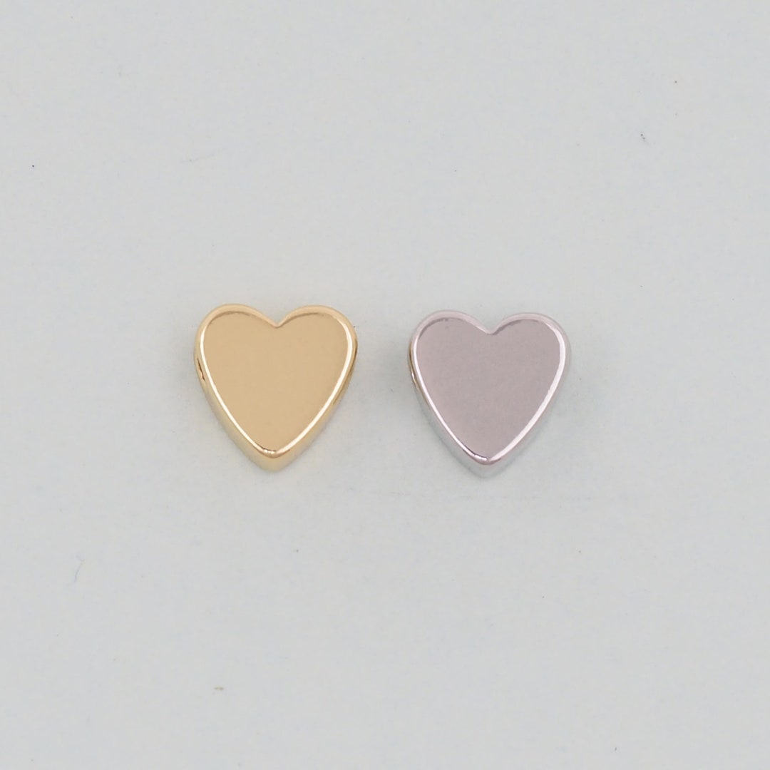 Gold Heart Beads Charms,18k Gold Filled Heart Bracelet Necklace for DIY ...