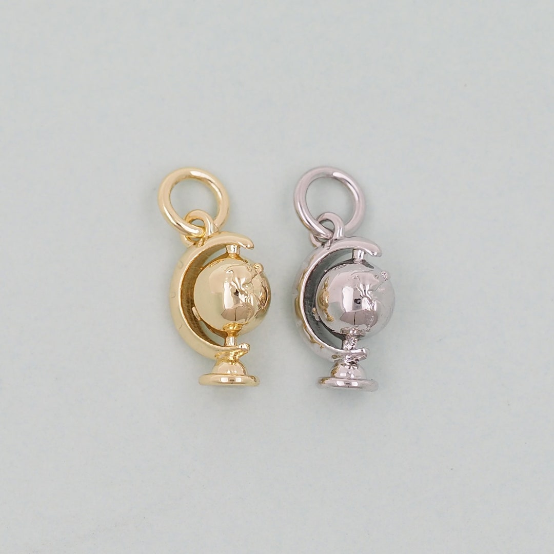Gold Globe Charms,18k Gold Filled Globe Pendant,globe Charm Bracelet ...