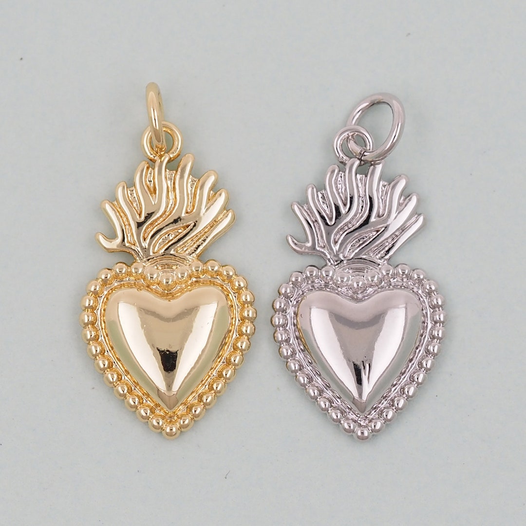 18K Gold Filled Sacred Heart Pendant,sacred Heart Charm Bracelet ...