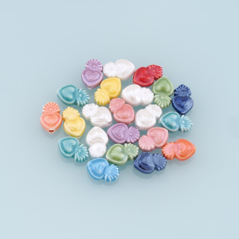 Mixed 22pcs Ceramic Sacred Heart Beads,sacred Heart Bead,lampwork ...