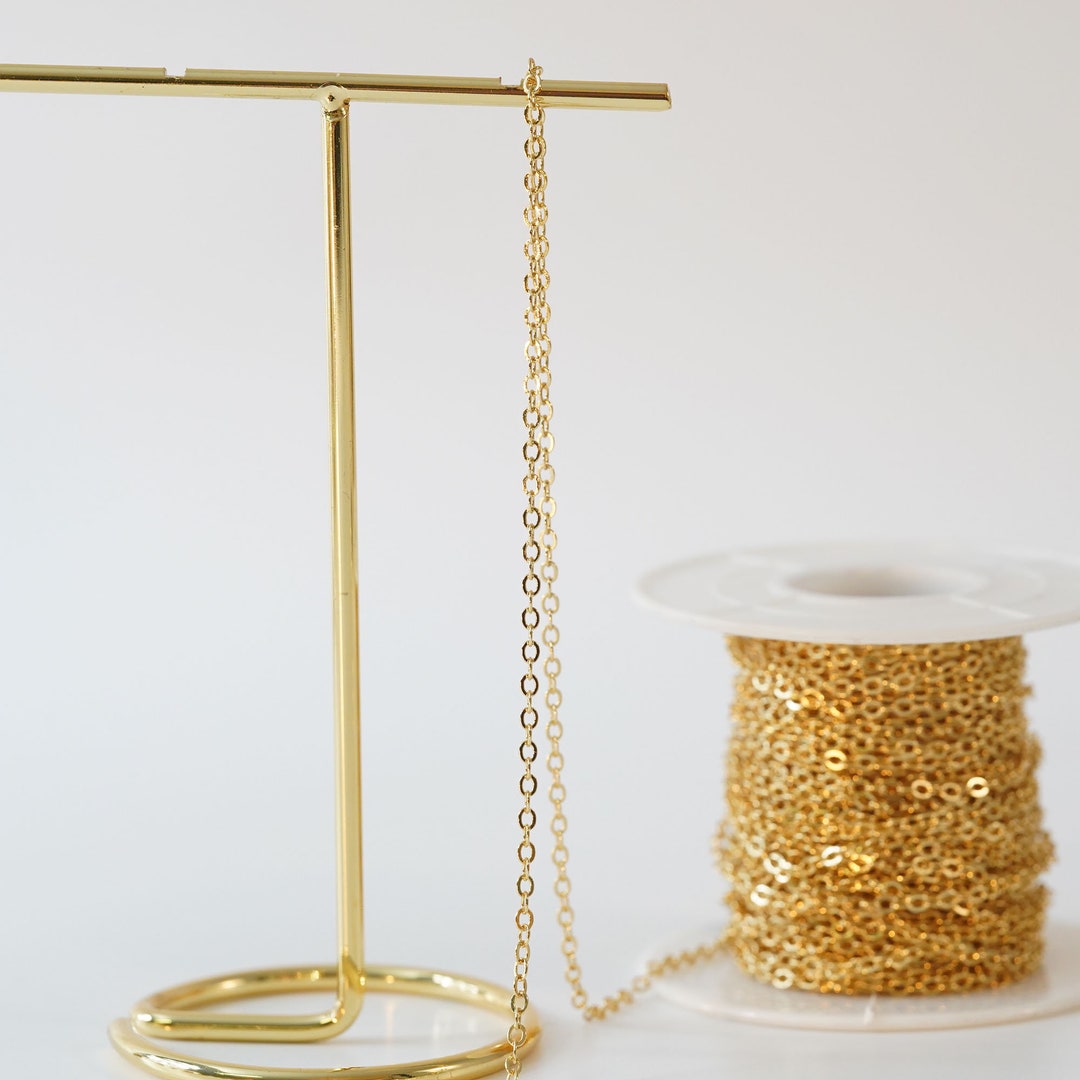 Gold Oval Chain,18k Gold Filled Rectangle Chain for Necklace Bracelet ...