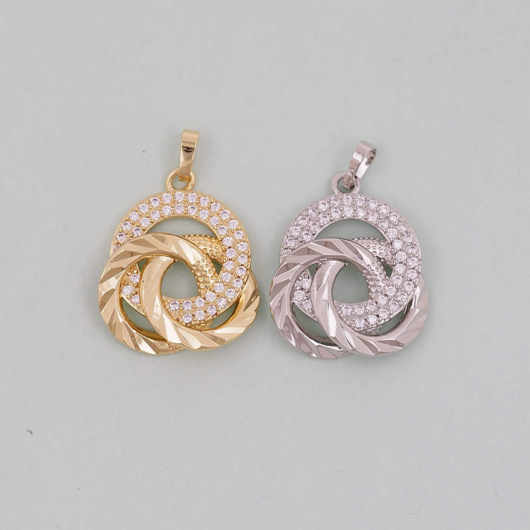 Gold Round Charms,18k Gold Filled Three Circles Pendant,three Circles ...