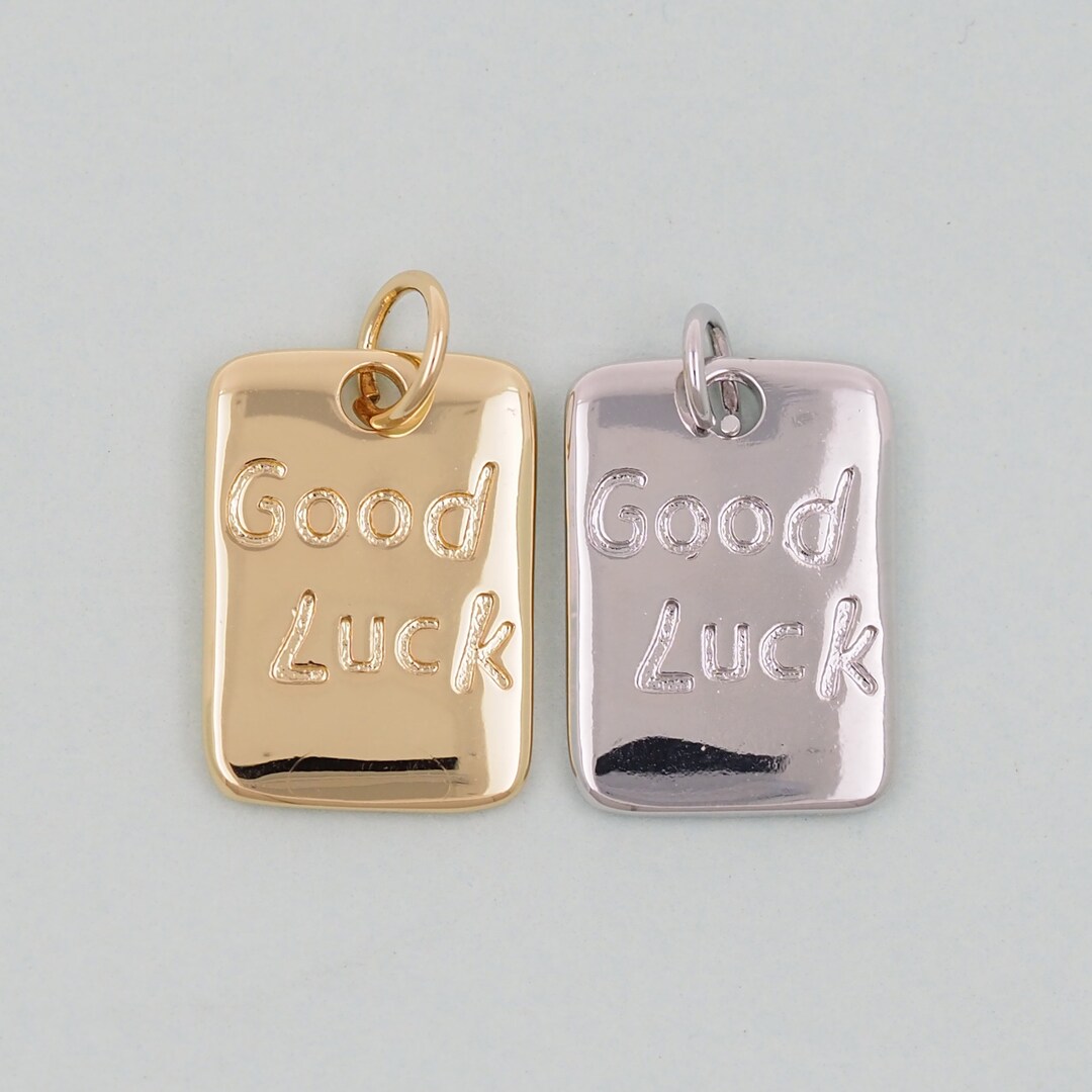 Gold Rectangle Good Luck Charms,18k Gold Filled Good Luck Pendant,good ...