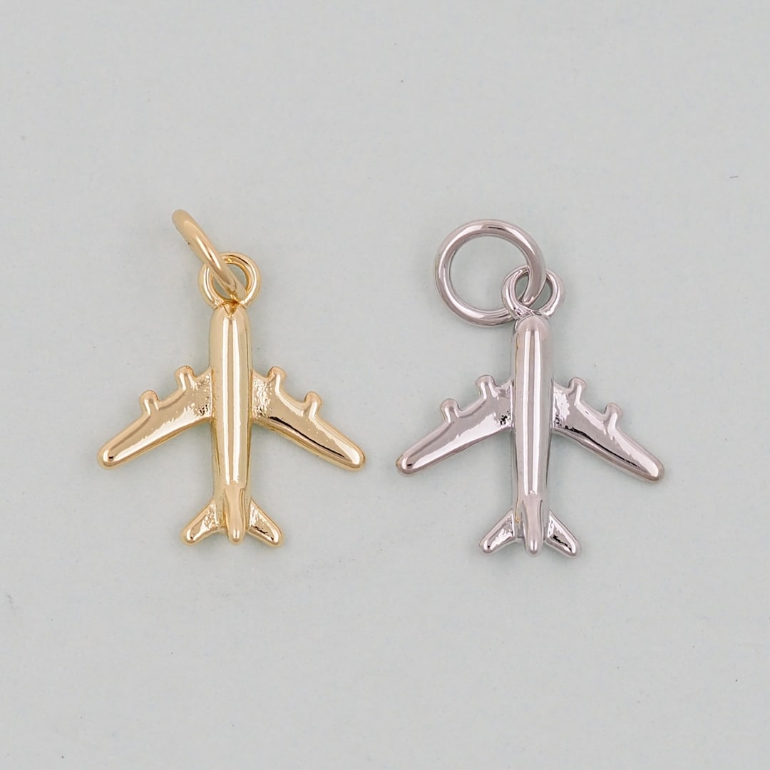 Gold Airplane Charms,18k Gold Filled Airplane Pendant,airplane Charm ...