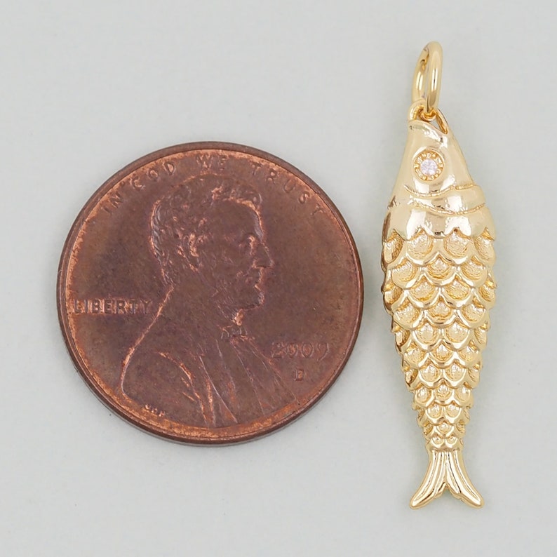 Gold Fish Charms,18k Gold Filled CZ Fish Pendant,fish Charm Bracelet ...