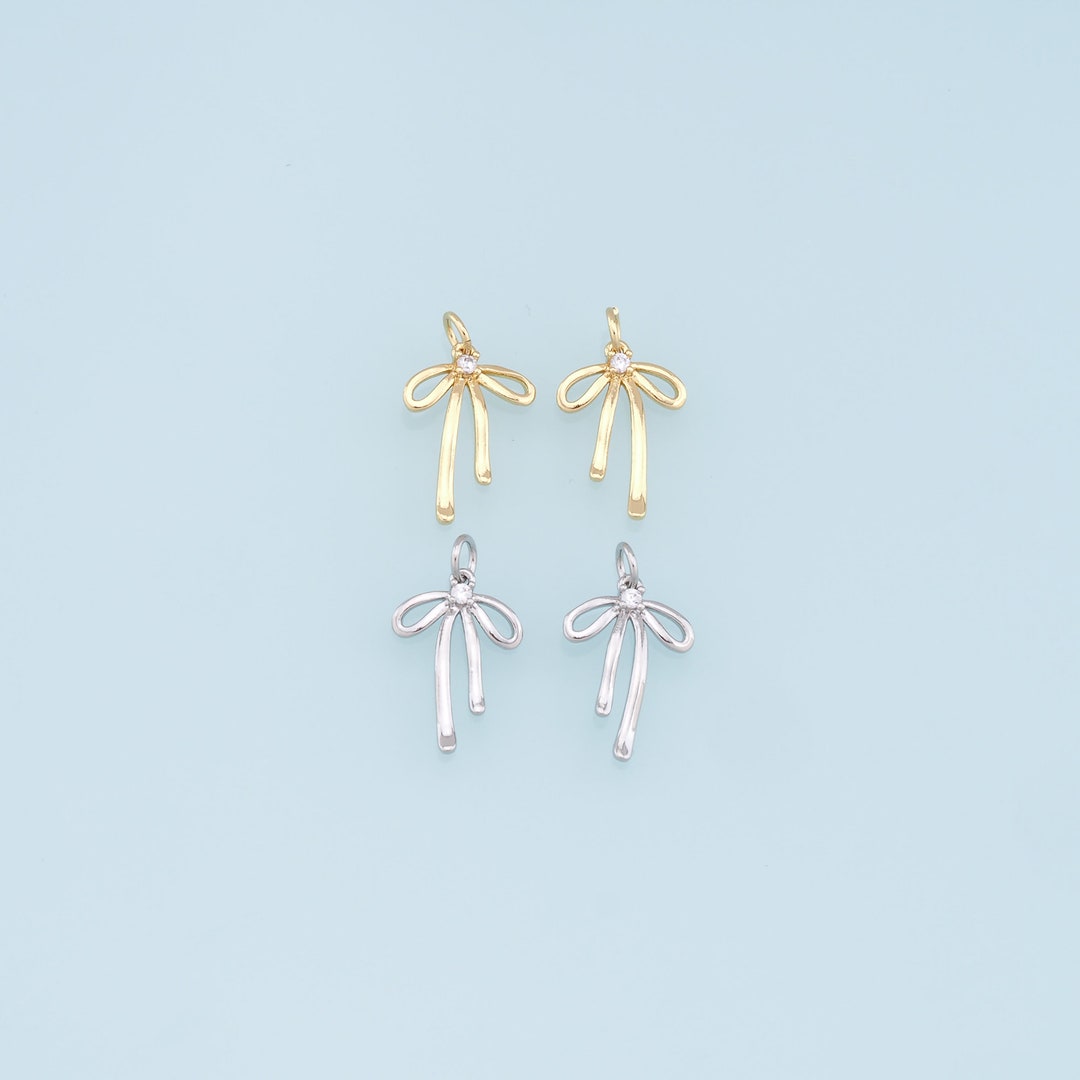 Gold Bow Charms,18k Gold Filled Bow Pendant,bow Tie Charm Bracelet ...