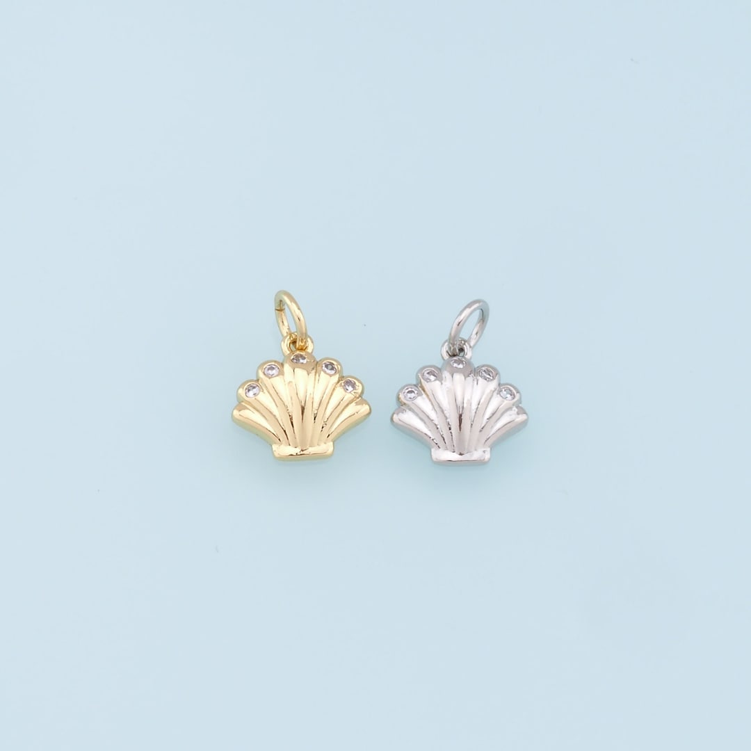 Gold Shell Charms,18k Gold Filled Conch Shell Pendant,cz Shell Charm ...