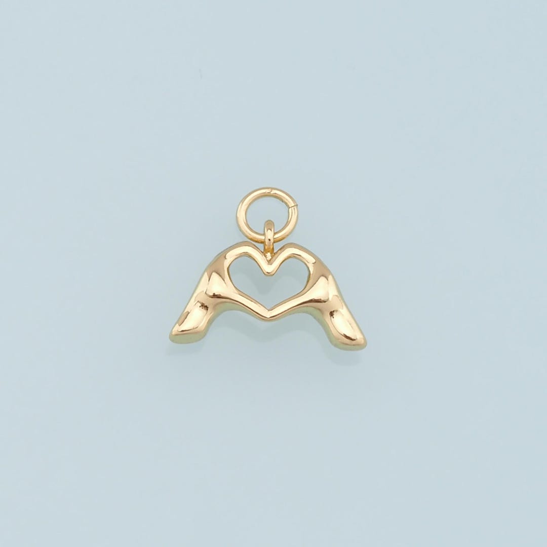 Gold Heart Charms,18k Gold Filled Hand Gesture Pendant,heart Charm ...