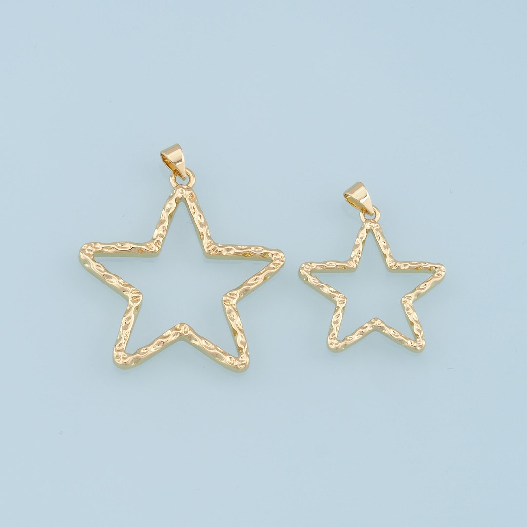 Gold Star Hollow Charms,18k Gold Filled Star Pendant,star Charm ...