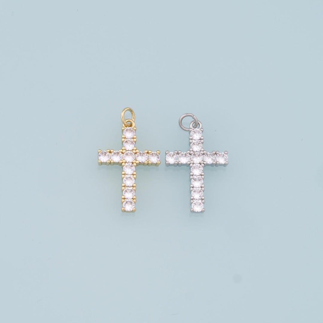 Gold Cross Charms,18k Gold Filled Cross Pendant,cz Micro Pave Cross ...