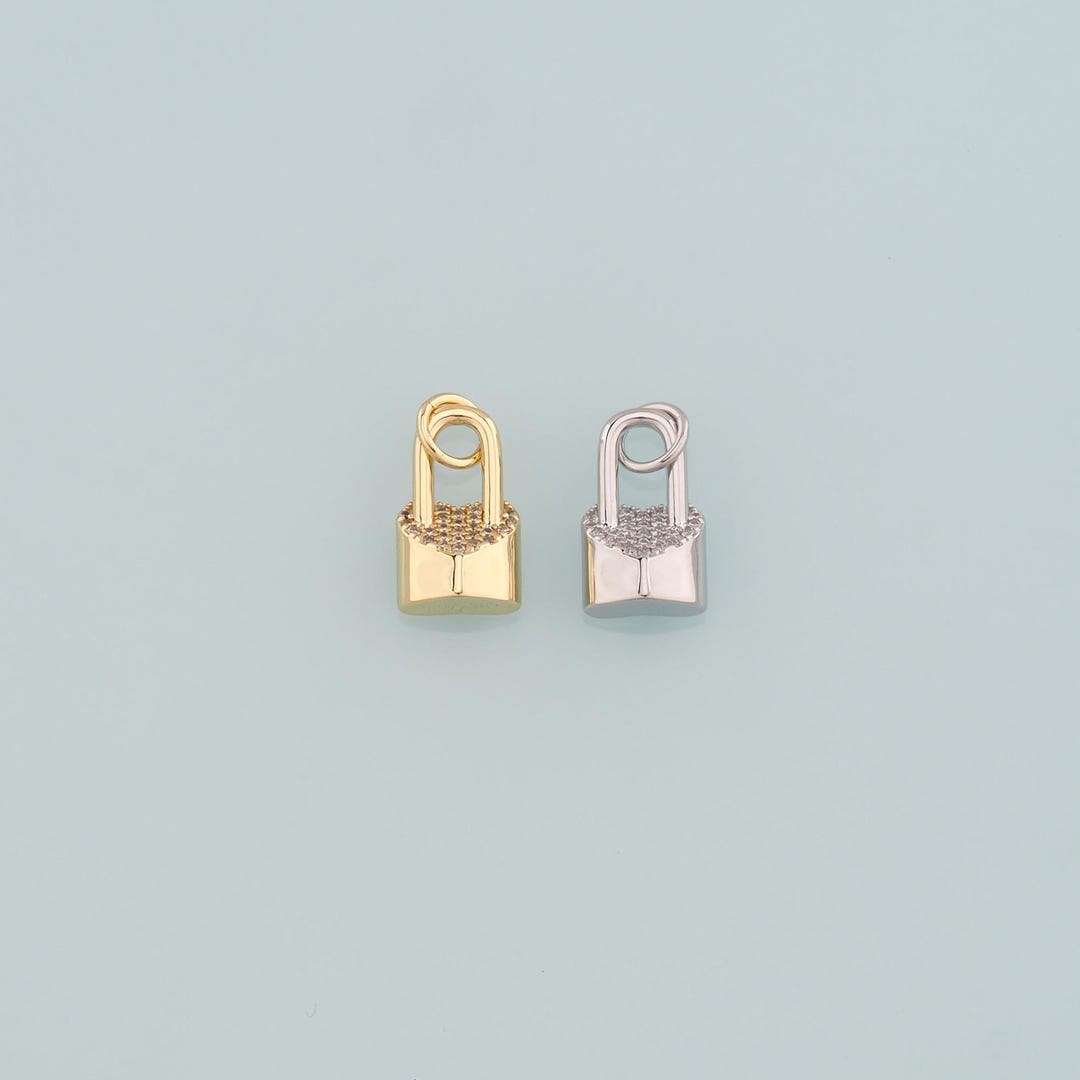 Gold Key Lock Charms,18k Gold Filled Lock Pendant,cz Micro Pave Lock ...