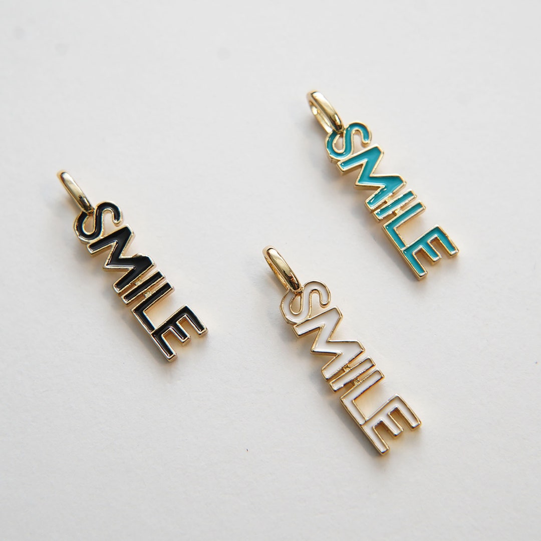Gold Smile Charms,18k Gold Filled Enamel Smile Pendant,smile Charm ...