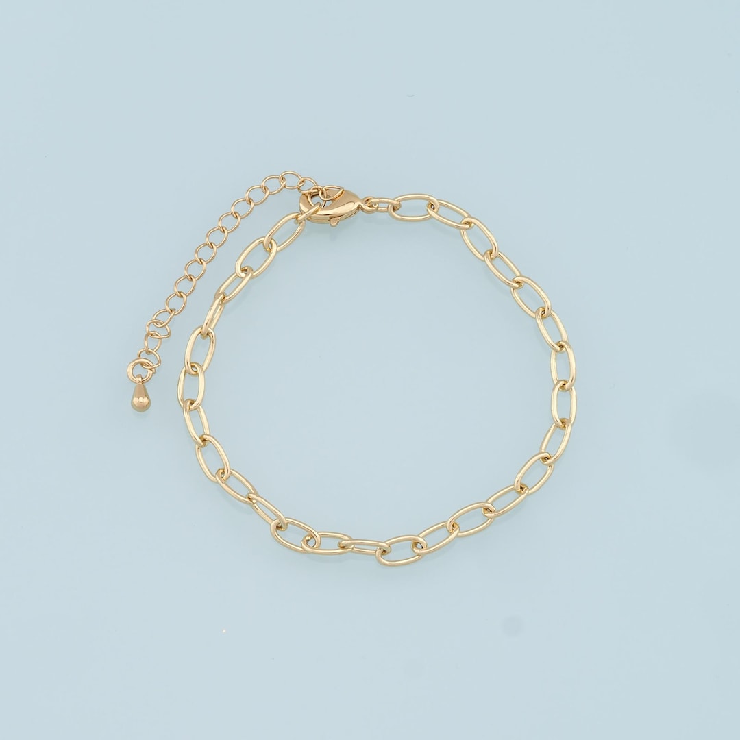 Gold Adjustable Chain,18k Gold Filled Oval Bracelet,half-finished ...