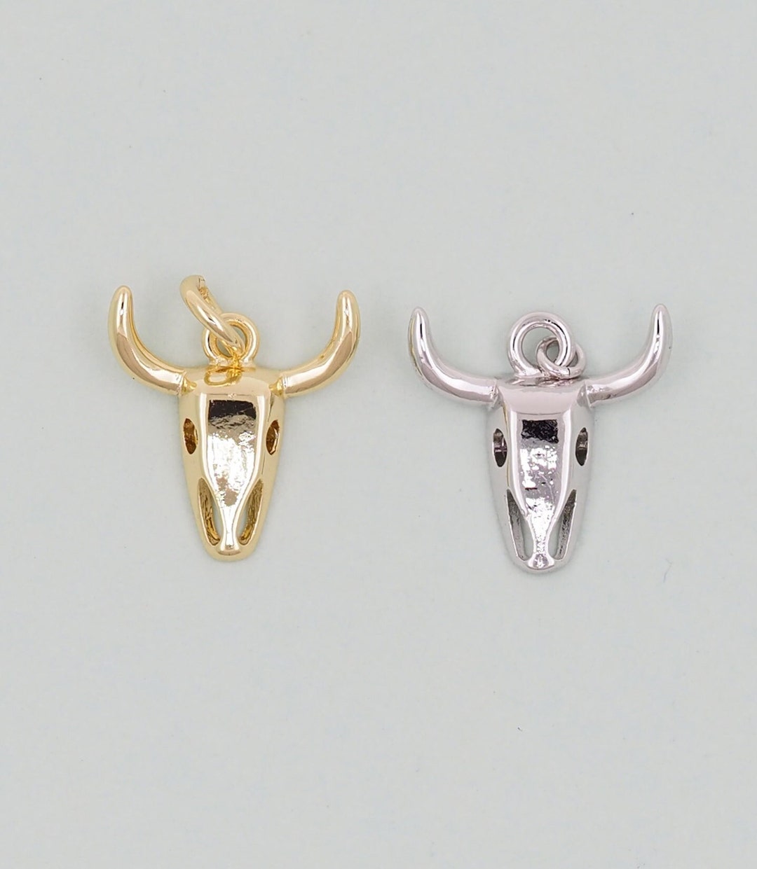 Gold Bull Head Charms,18k Gold Filled Bull Head Pendant,silver Bull ...
