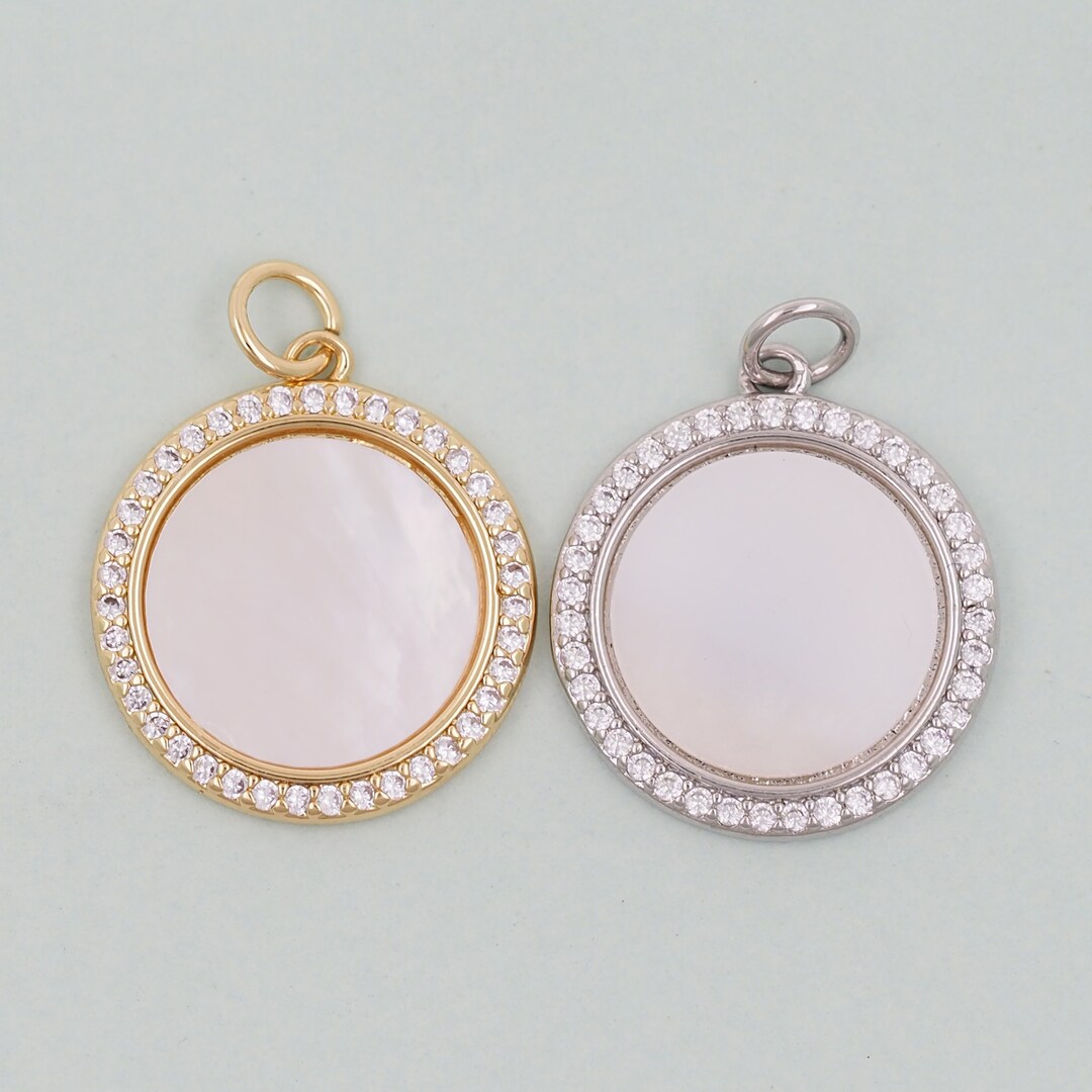 Gold Round Charms,18k Gold Filled Round Coin Pendant,round Shell Charm ...