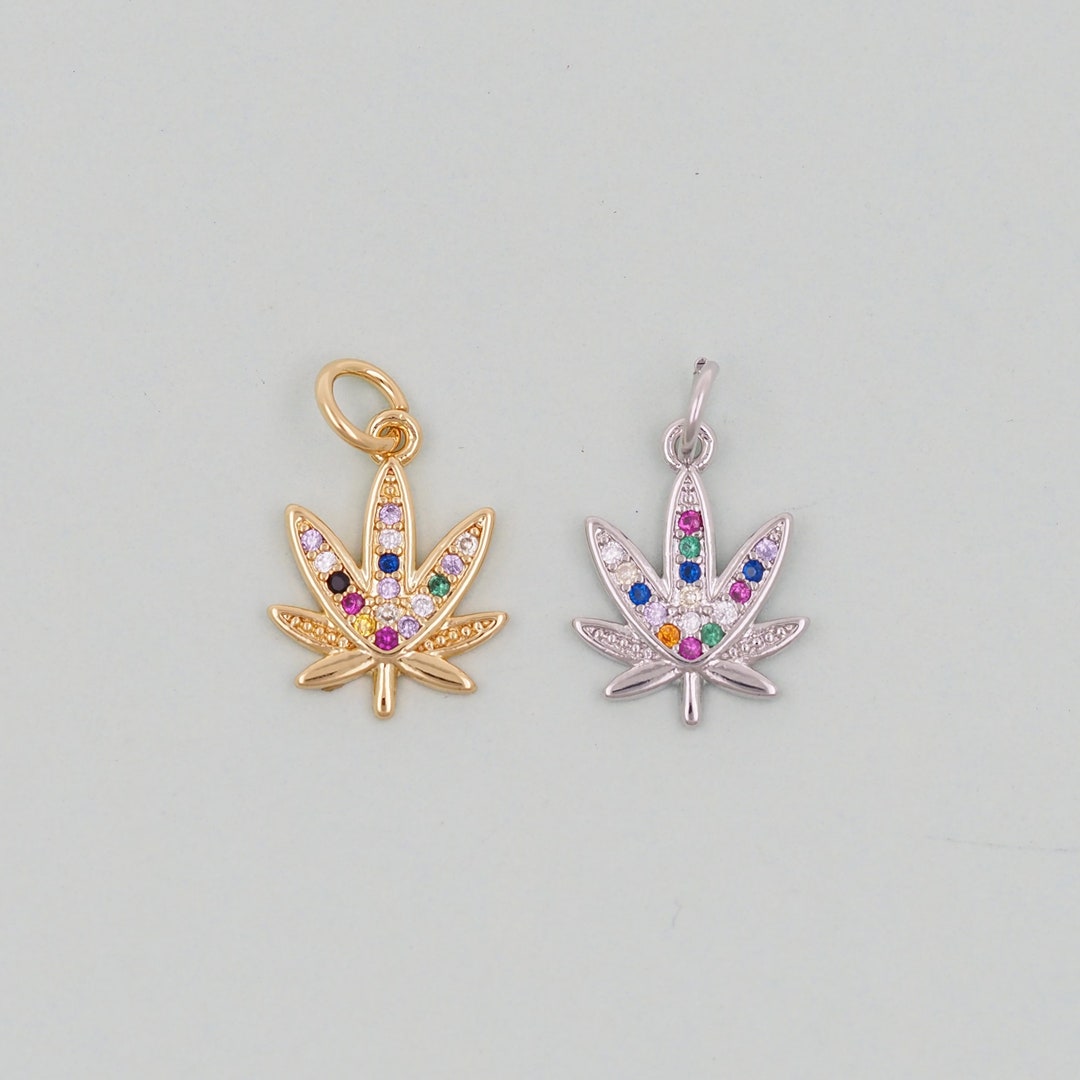 Gold Marijuana Leaf Charms,18k Gold Filled Weed Pendant,silver Lotus ...