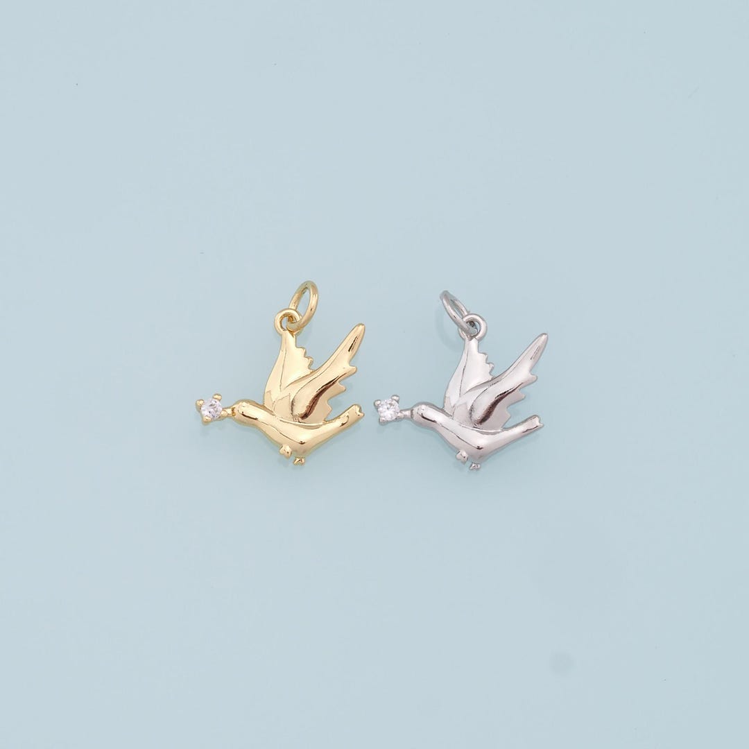 Gold Dove Charms,18k Gold Filled Dove Pendant,peace Dove Charm Bracelet ...