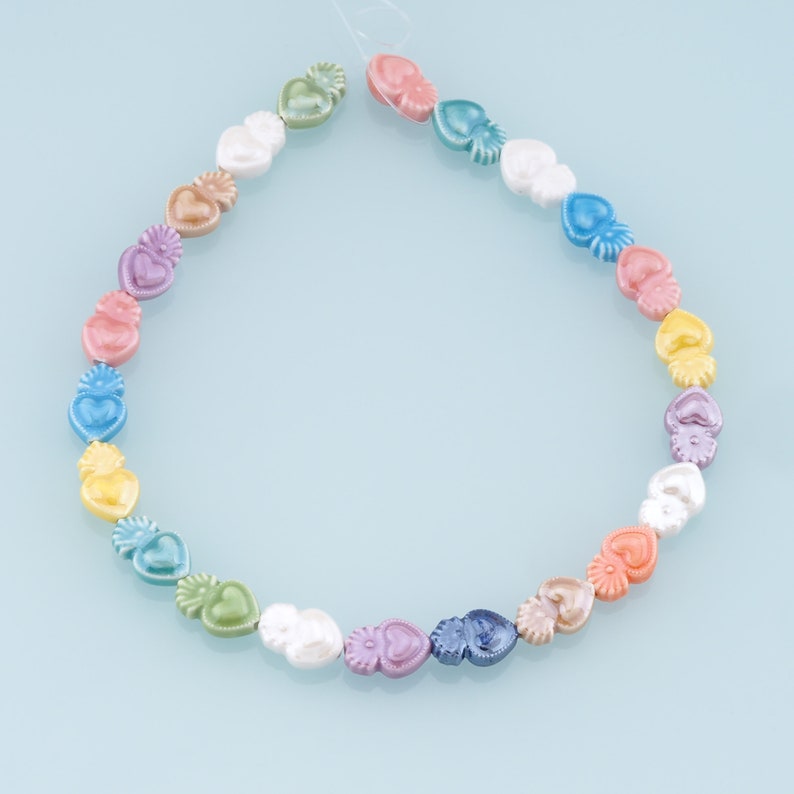 Mixed 22pcs Ceramic Sacred Heart Beads,sacred Heart Bead,lampwork ...