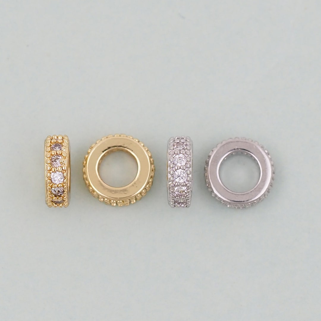 Gold Flat Round Beads Charms,18k Gold Filled Barrel Spacer Beads ...