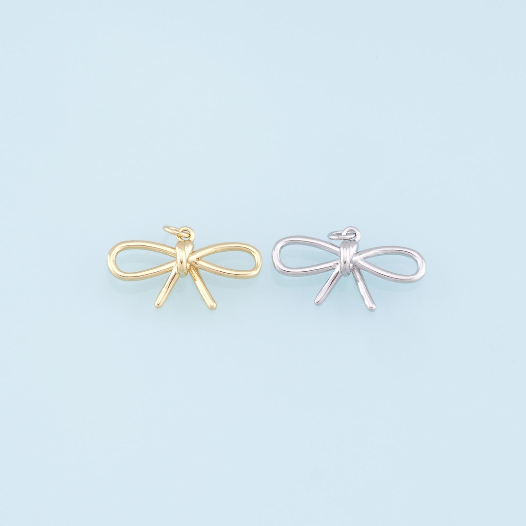 Gold Bow Charms,18k Gold Filled Bow Pendant,bow Tie Charm Bracelet ...