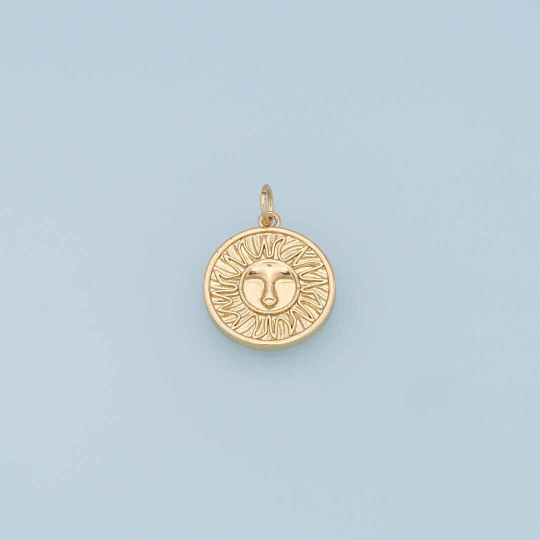 Gold Sun Charms,18k Gold Filled Round Pendant,celestial Charm Bracelet ...