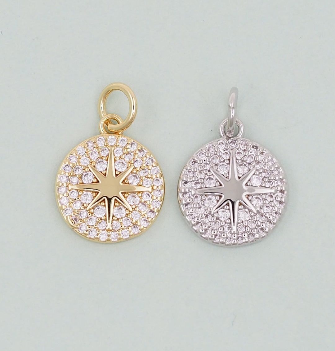 Gold Round Star Charms,18k Gold Filled Starburst Pendant,north Star ...