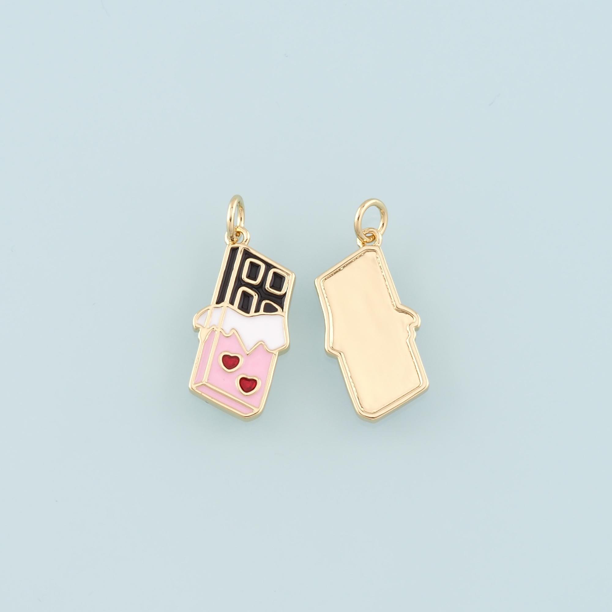 Gold Chocolate Charms,18k Gold Filled Candy Pendant,enamel Chocolate ...