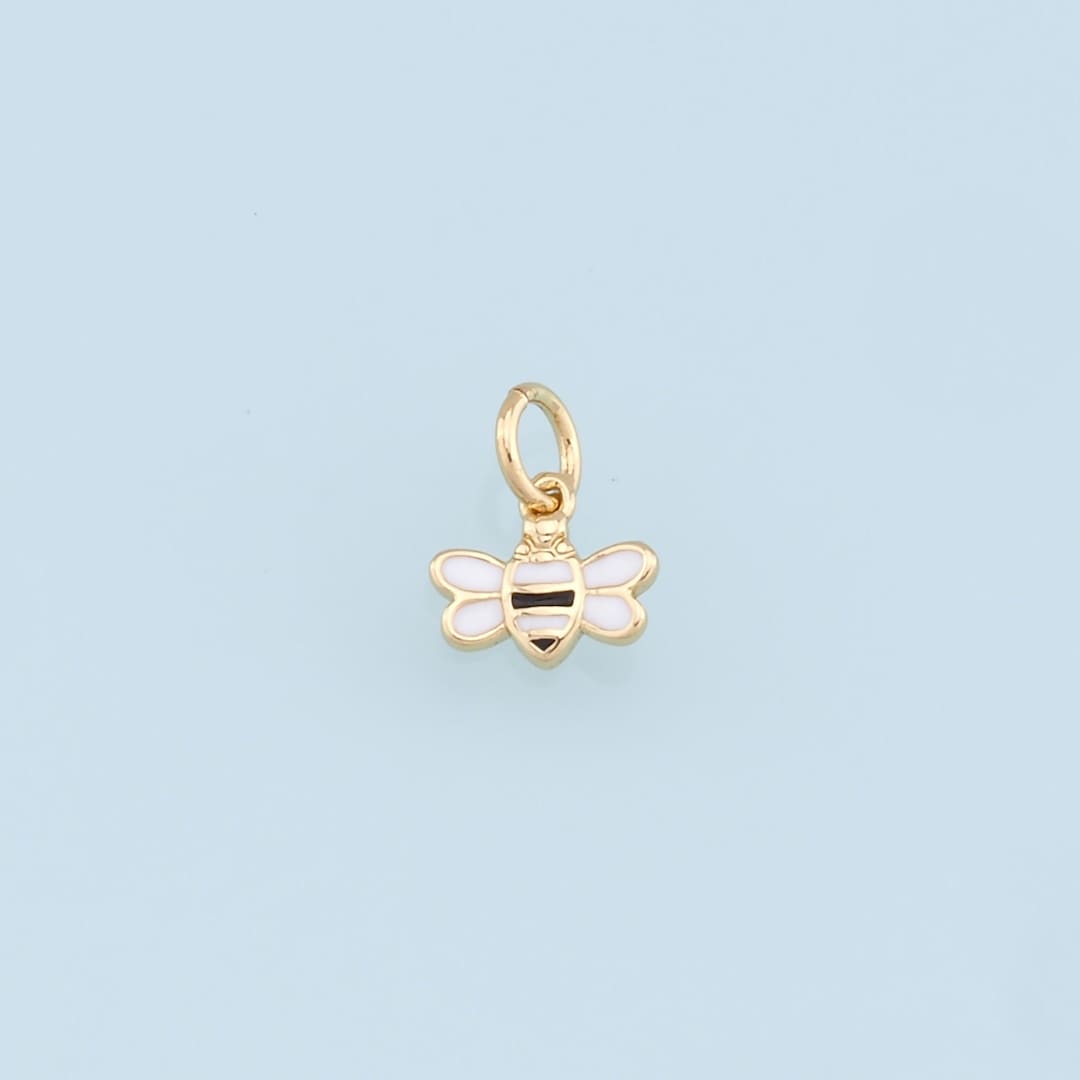 Gold Tiny Bee Charms,18k Gold Filled Coin Bee Pendant,enamel Bee Charm ...