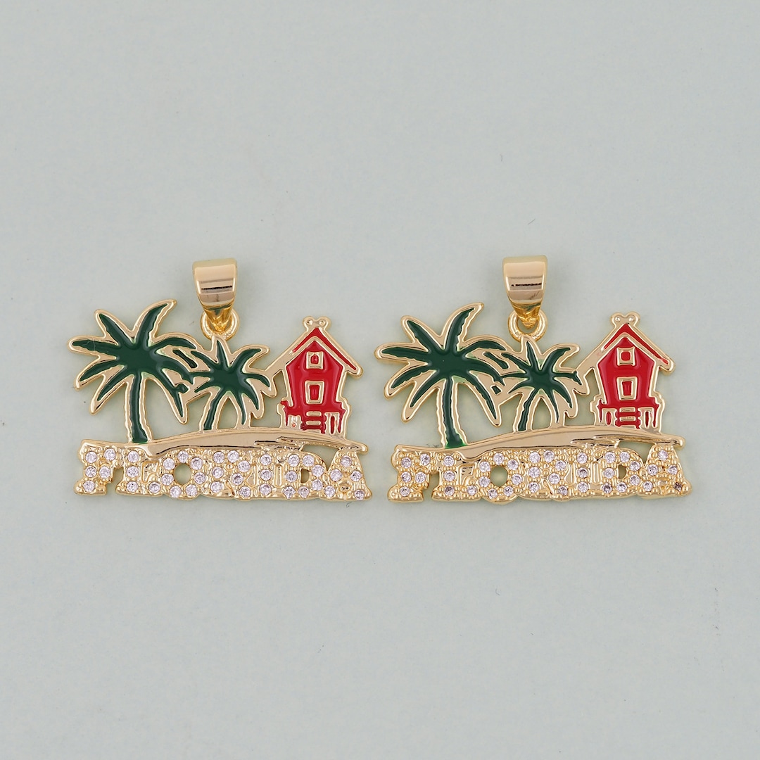 Gold Miami Charms,18k Gold Filled Flame Miami Pendant Bracelet Necklace ...