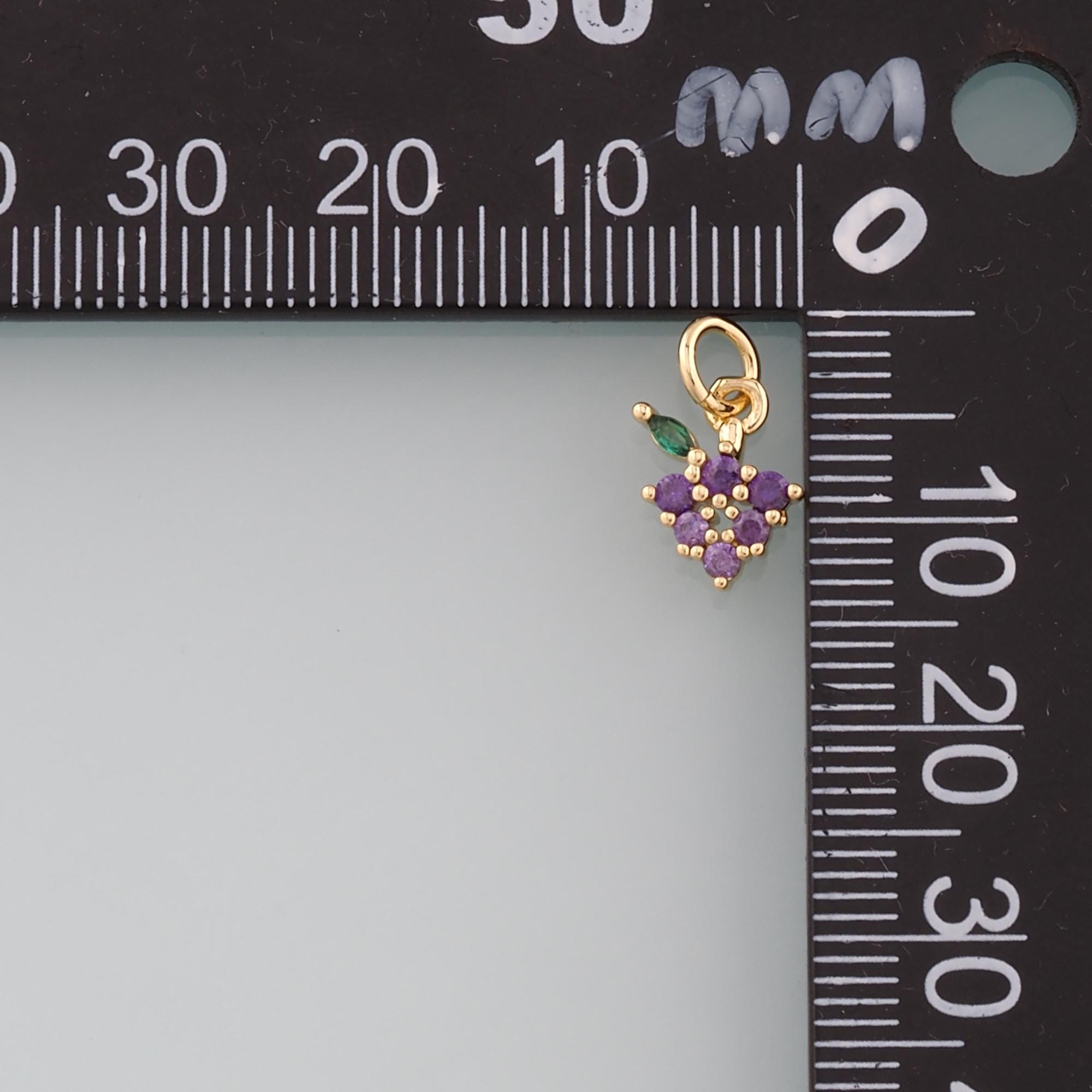 Gold Grape Charms,18k Gold Filled Grape Pendant,cz Micro Pave Fruit ...