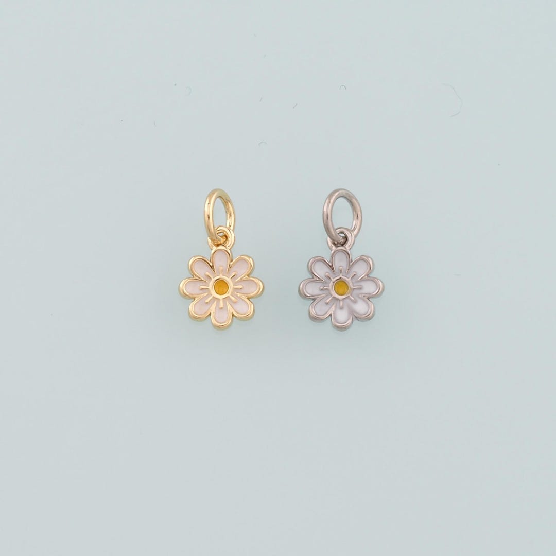 Gold Daisy Charms,18k Gold Filled Daisy Pendant,enamel Daisy Charm ...