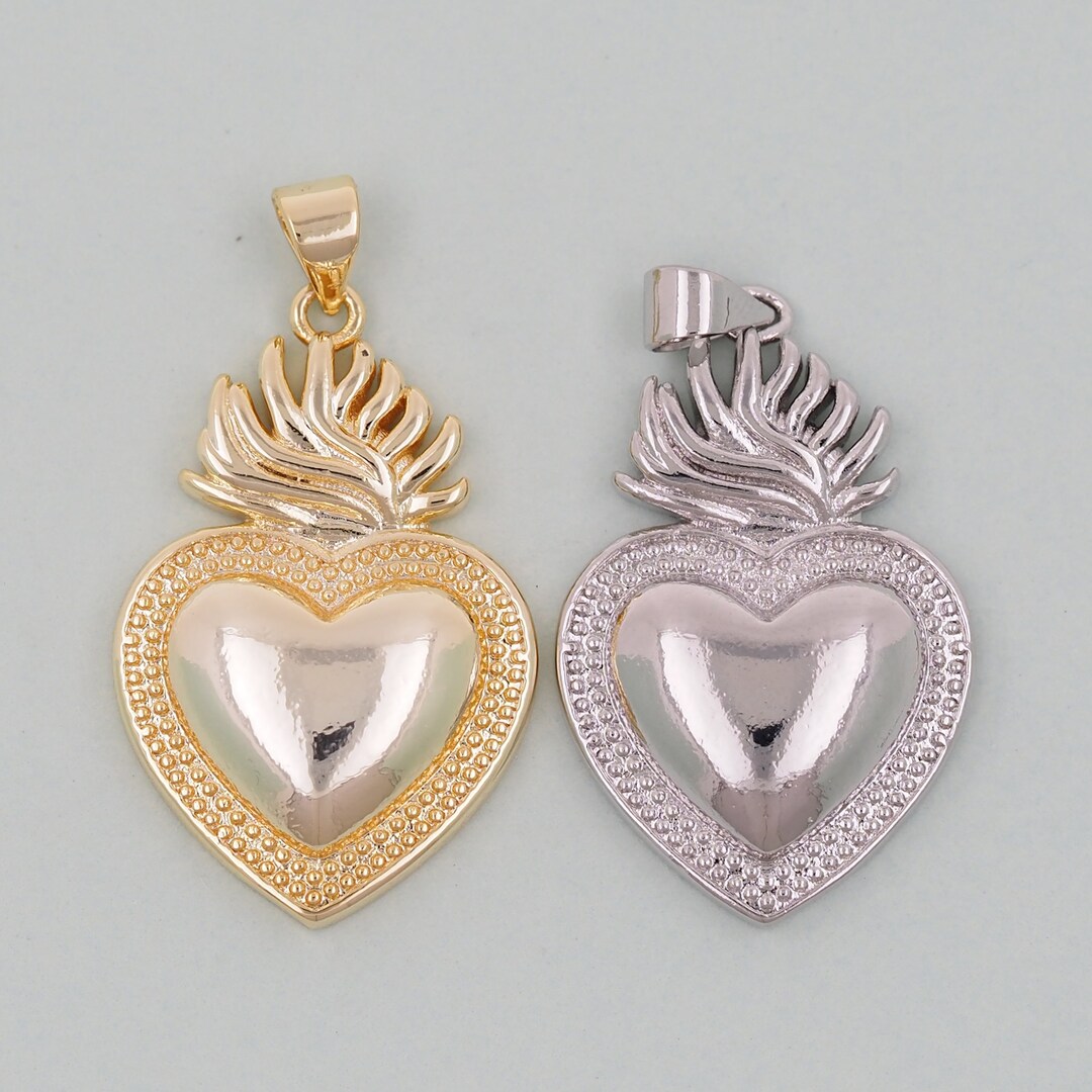 Gold Sacred Heart Charms,18k Gold Filled Sacred Heart Pendant,religious ...