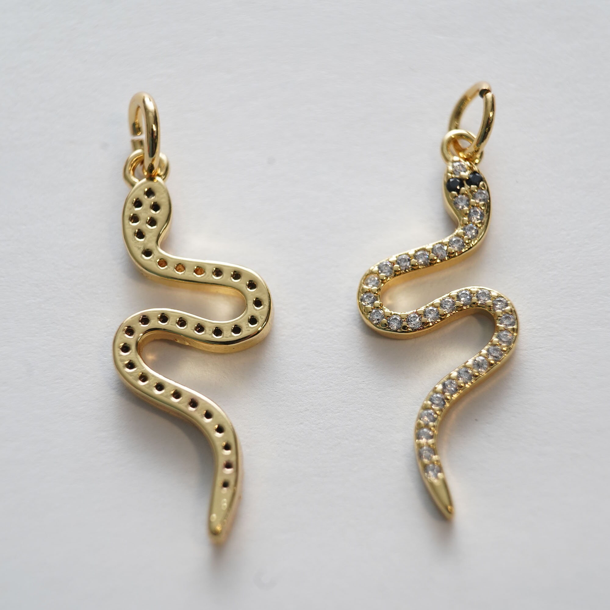 Gold Snake Charms,18k Gold Filled CZ Snake Pendant,silver Snake Charms ...