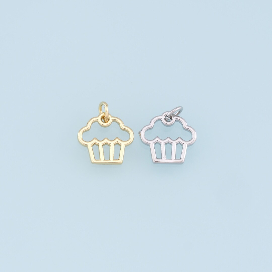 Gold Cake Charms,18k Gold Filled Cake Pendant,cute Cake Charm Bracelet ...