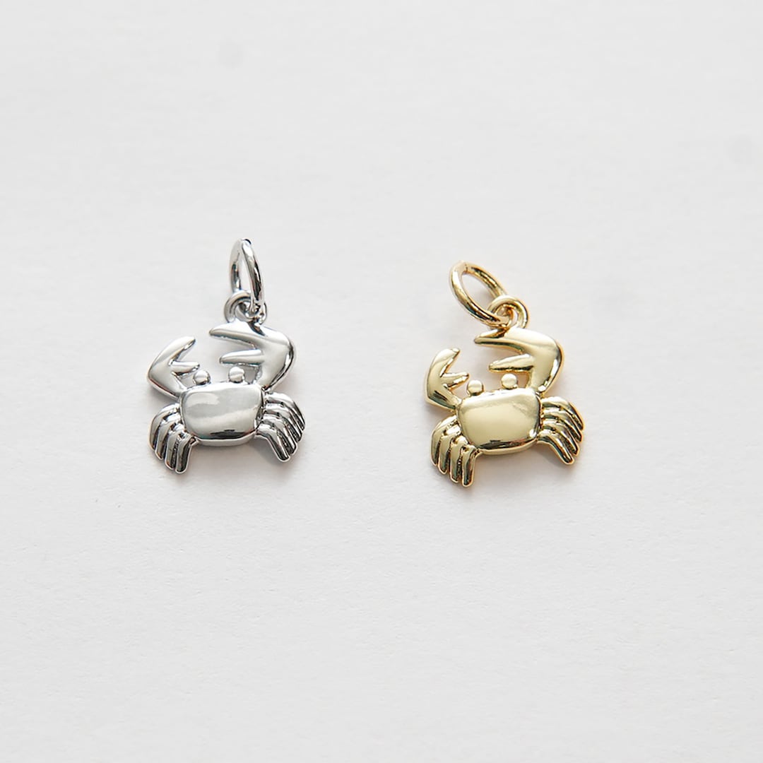 Gold Crab Charms,18k Gold Filled Tiny Crab Pendant,beach Silver Crab ...