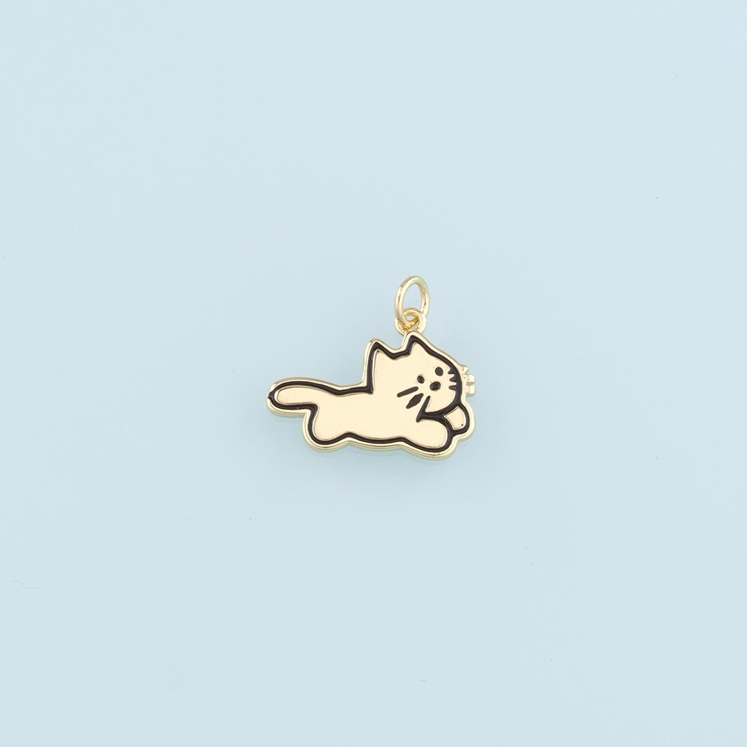 Gold Cat Charms,18k Gold Filled Cat Pendant,cute Cat Charm Bracelet ...