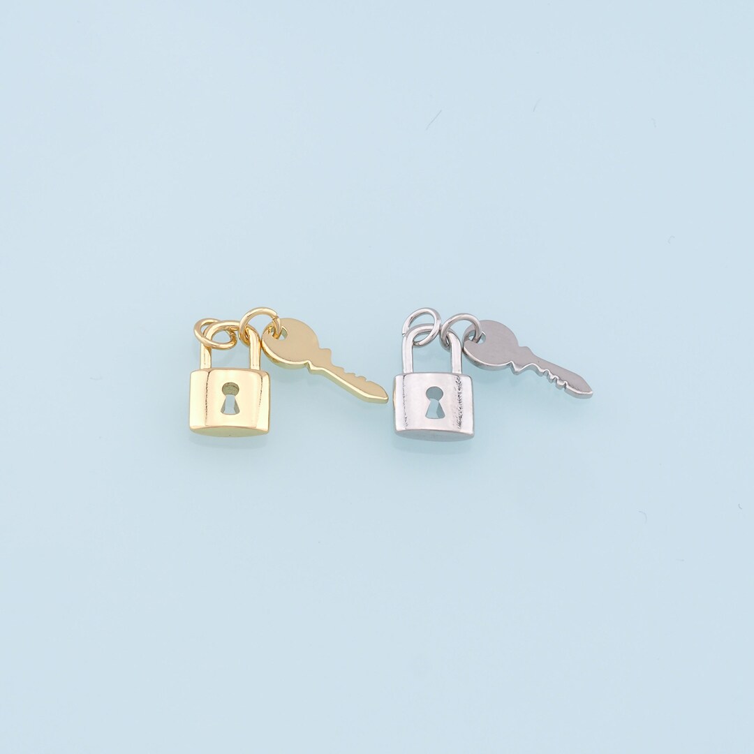 Gold Key Lock Charms,18k Gold Filled Key Pendant,lock Charm Bracelet ...