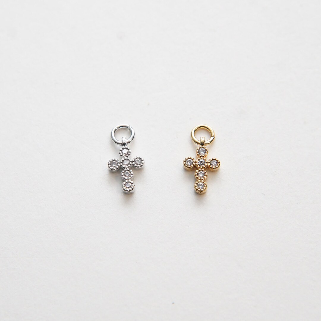 Gold Tiny Cross Charms,18k Gold Filled Cross Pendant,cz Micro Pave ...