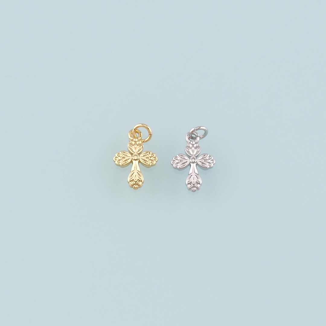 Gold Cross Charms,18k Gold Filled Cross Pendant,religion Charm Bracelet ...