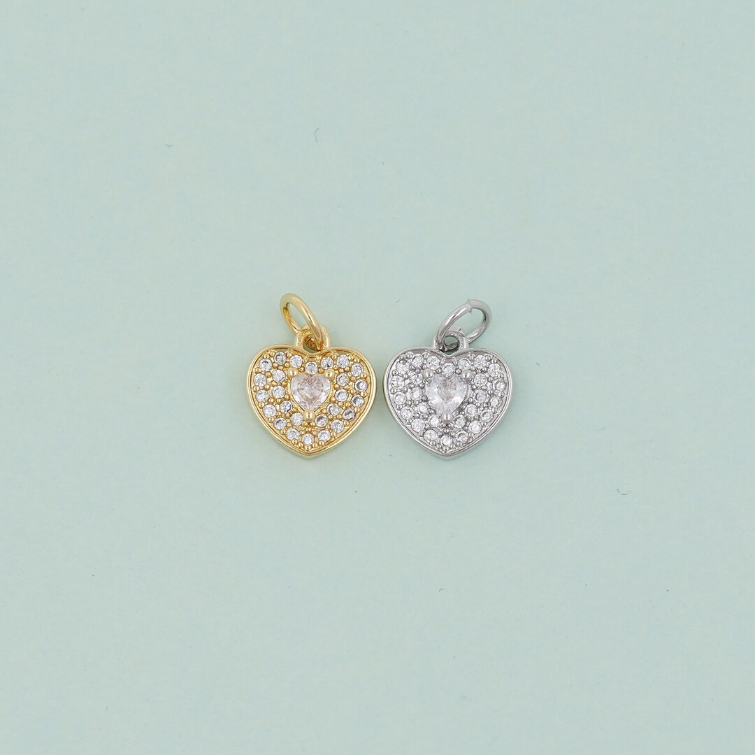 Gold Tiny Heart Charms,18k Gold Filled Heart Pendant,cz Micro Pave ...