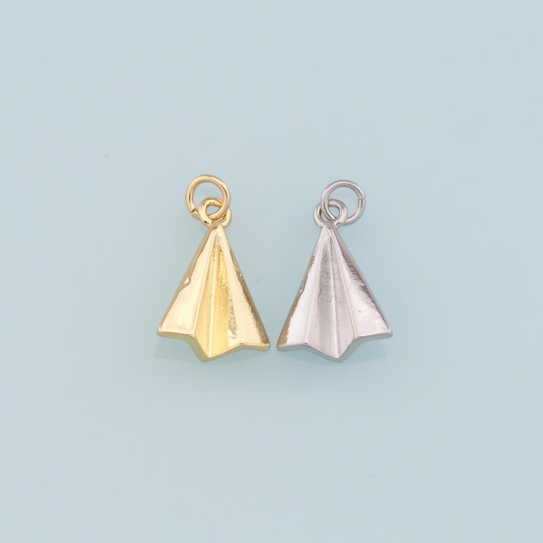 Gold Paper Airplane Charms,18k Gold Filled Origami Plane Pendant,silver ...